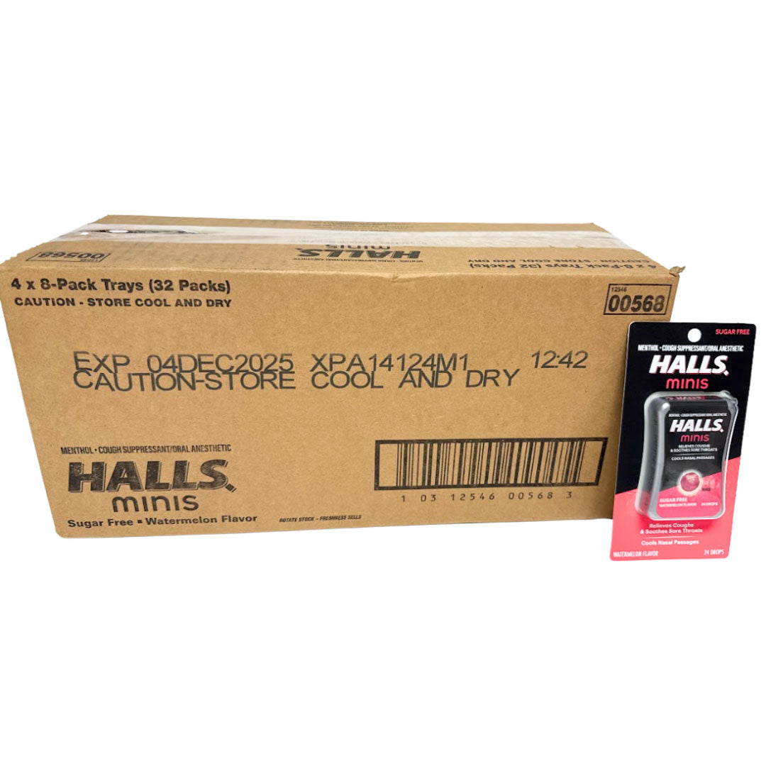 Halls Sugar Free Cough Drops, Watermelon 24 ct (SOLD BY CASE) 32 / carton