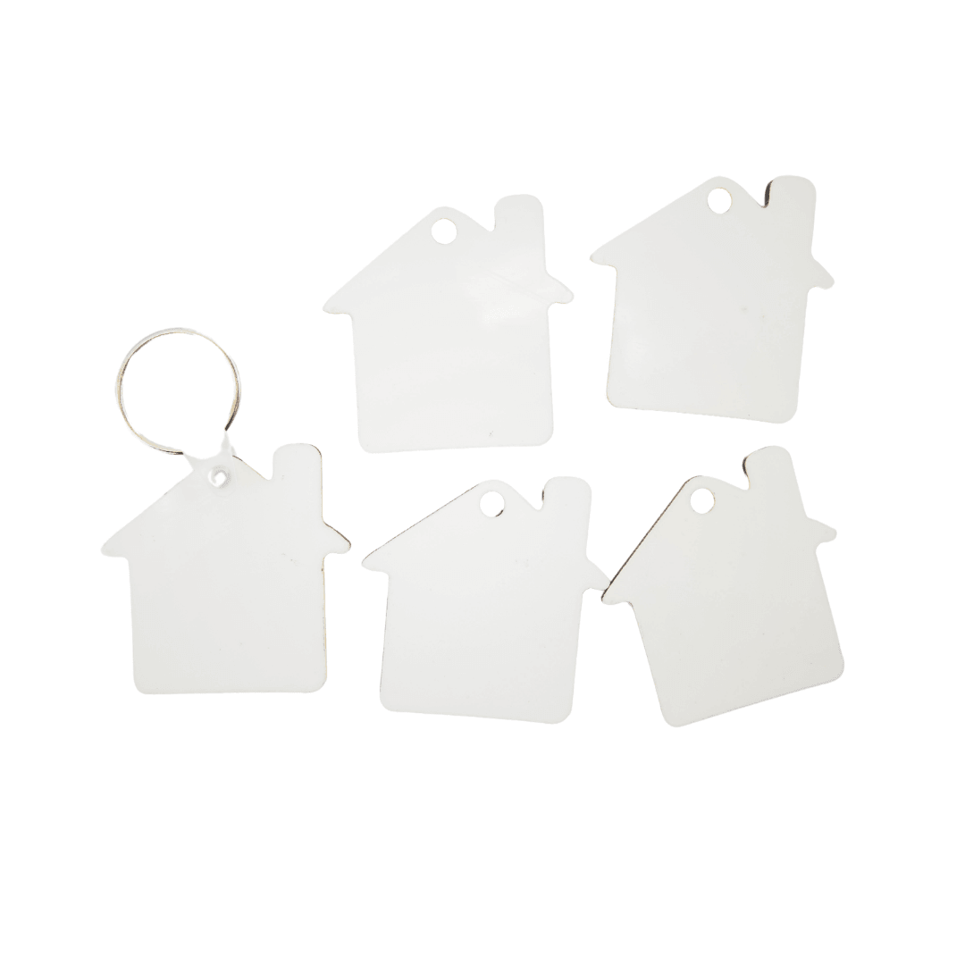 Sublimation Keychain Wooden House 5 Count